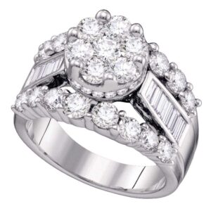 dazzlingrock collection 14kt white gold women's round diamond cluster engagement ring 4.00 ctw