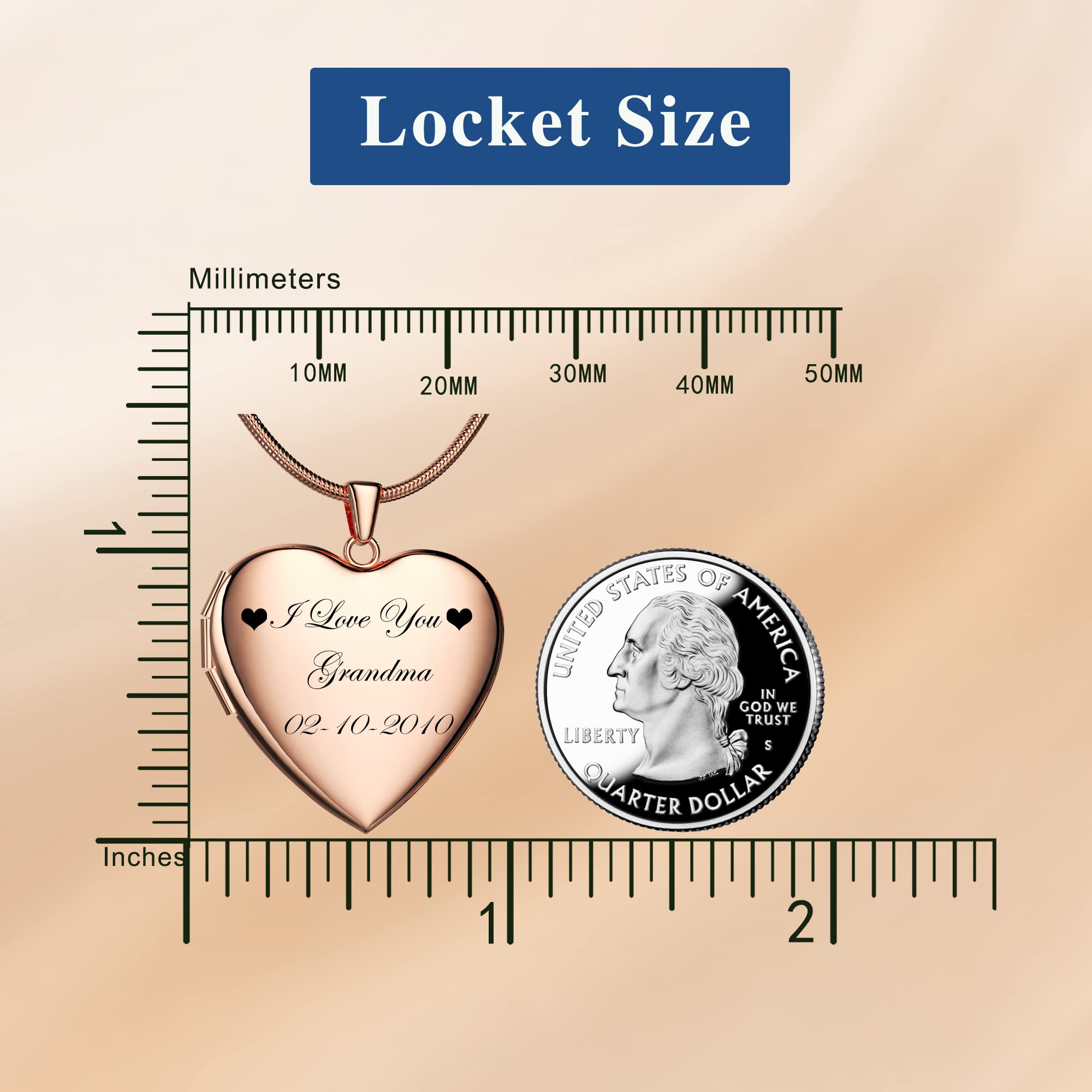 Fanery Sue Heart Locket Necklace That Holds Pictures, Customized Locket Necklace Personalized Lockets with Picture inside, Silver Gold Locket Memory Gifts for Women (Silver Glossy)