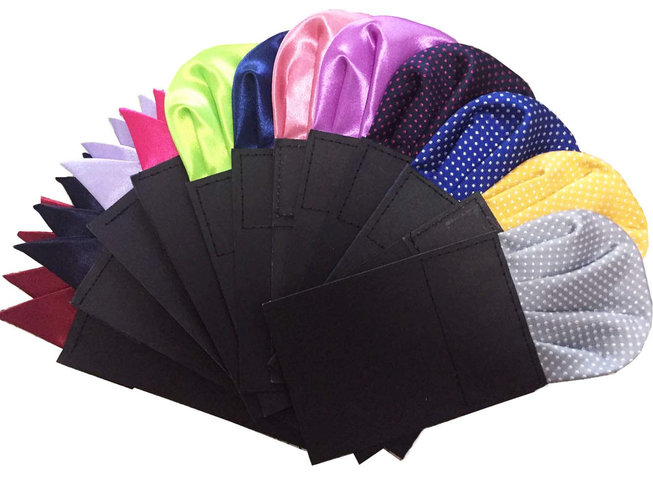 Men's PreFolded Pocket Squares On Card Assorted colors Polka dots Polyester Stain 3 Style 12 pieces