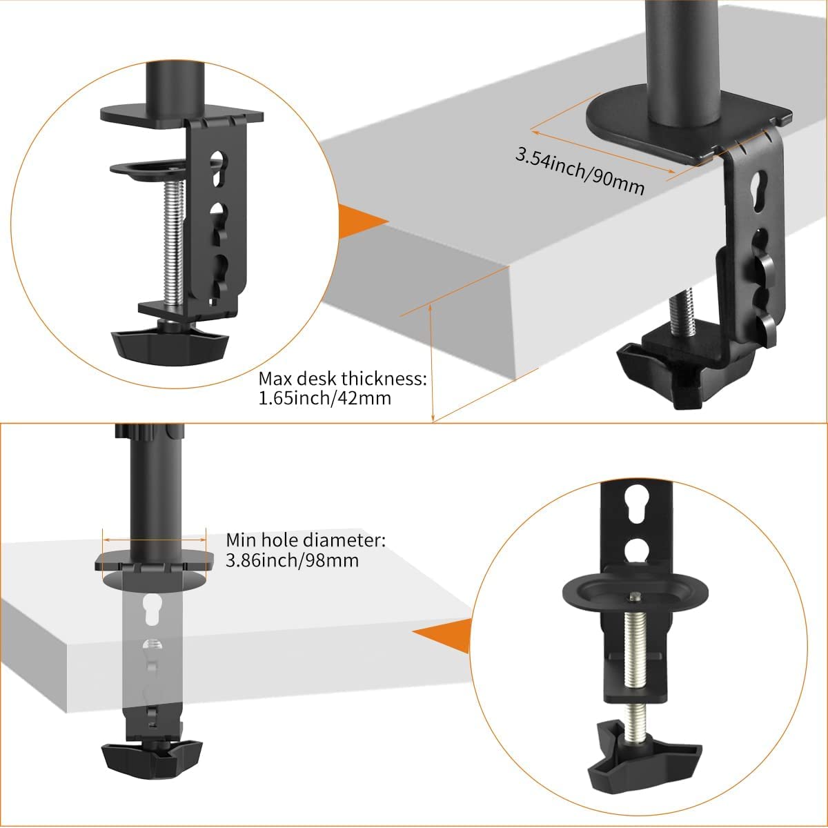 Bracwiser Single Fully Adjustable Standing Height Monitor Arm Stand Mount 800mm Tall for Monitor Computer Screen 13 15 17 19 20 22 23 24 26 27 30 32 inch VESA 75 100 (MD7821)