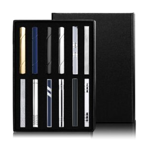 jstyle 12 pcs tie clips for men, classic tie bar clip set for regular ties necktie tie bar pinch clips, wedding metting business tie pin clips with luxury box gift