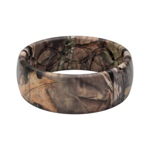 groove life mossy oak breakup country camo silicone ring breathable rubber wedding rings for men, lifetime coverage, unique design, comfort fit ring - size 11