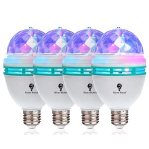 4 pack color rotating bulb e26, rgb color changing party led bulbs colored led strobe light bulb multi crystal stage lights for disco, birthday party club bar for parties, photography