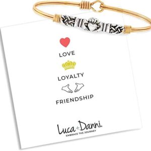 Luca + Danni Claddagh Bangle Bracelet, Irish Friendship Jewelry Gift for Women, Girls, Wear as Single or for Stacking (Silver, Regular)