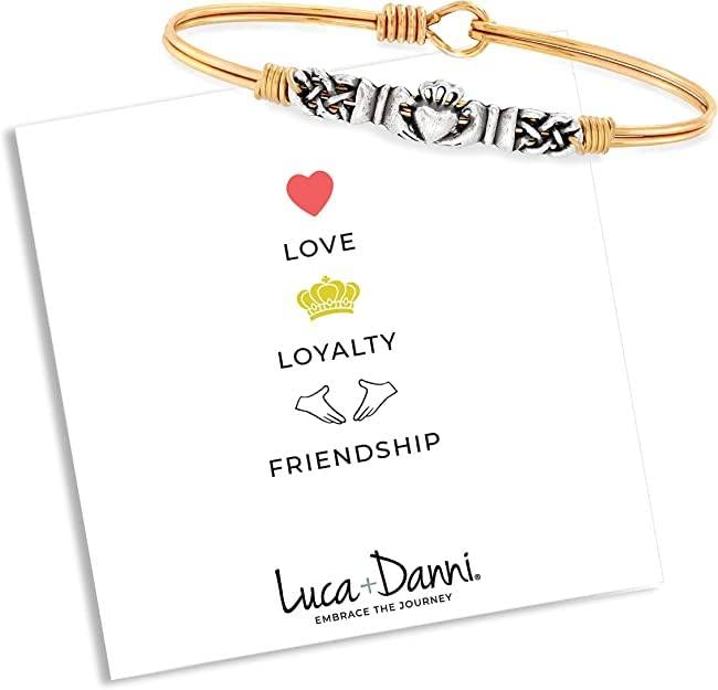 Luca + Danni Claddagh Bangle Bracelet, Irish Friendship Jewelry Gift for Women, Girls, Wear as Single or for Stacking (Silver, Regular)