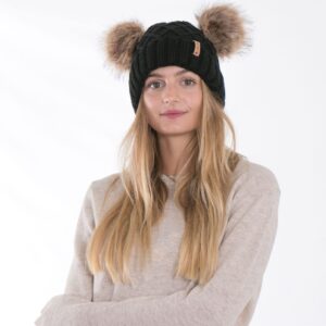 Arctic Paw Women Winter Beanie Fleece Lined Pom Pom Beanie Hat Black Hat Coffee Ball