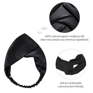 ZIMASILK 100% Mulberry Silk Headband Elastic Twisted Head Hair Wrap Accessory Turban For Women(Black)