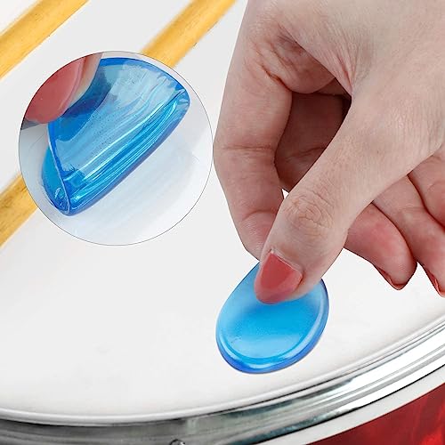 Fiada 30 Pieces Drum Dampeners Gels Silicone Gel Pads Soft Drum Dampeners for Drums Cymbals Tone Control (Transparent White, Black, Blue, Gray)