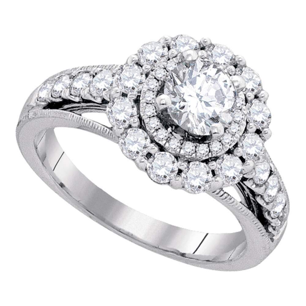 Dazzlingrock Collection 14kt White Gold Women's Round Diamond Solitaire Engagement Ring 1-3/4 ctw