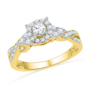 dazzlingrock collection 10kt yellow gold womens round diamond solitaire twist bridal wedding engagement ring 1/2 ctw