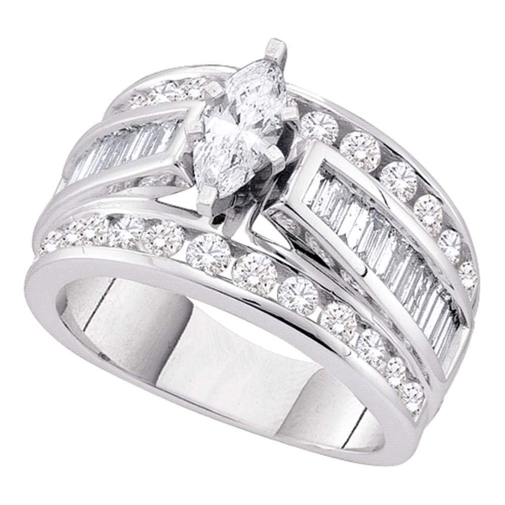 Dazzlingrock Collection 14kt White Gold Women's Marquise Diamond Solitaire Engagement Ring 3.00 ctw