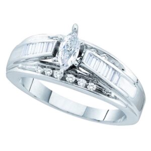 dazzlingrock collection 14kt white gold womens marquise diamond solitaire bridal wedding engagement ring 1/2 ctw