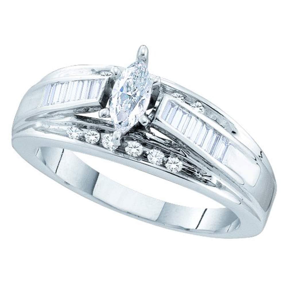 Dazzlingrock Collection 14kt White Gold Womens Marquise Diamond Solitaire Bridal Wedding Engagement Ring 1/2 ctw