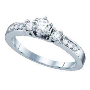 dazzlingrock collection 14kt white gold women's round diamond 3 stone engagement ring 3/8 ctw