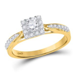 dazzlingrock collection 10k yellow gold womens round diamond square halo bridal wedding engagement ring 3/8 ctw