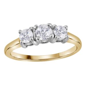 dazzlingrock collection 14kt yellow gold womens round diamond 3-stone bridal wedding engagement ring 3/4 ctw