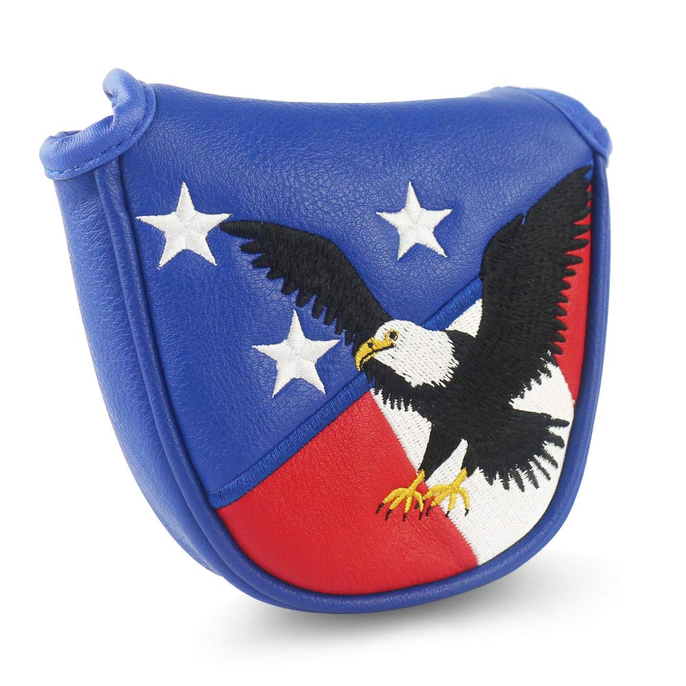 Myartte Eagle Golf Head Cover Mallet Putter Cover Magnetic Closure Fit All Heel Shafted Putter (Blue Eagle)