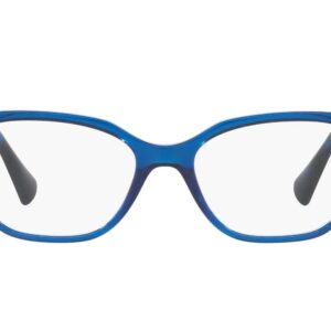 Ralph by Ralph Lauren Women's RA7110 Square Prescription Eyewear Frames, Shiny Transparent Blue/Demo Lens, 54 mm