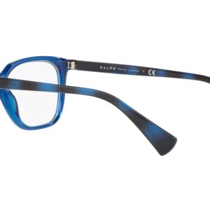 Ralph by Ralph Lauren Women's RA7110 Square Prescription Eyewear Frames, Shiny Transparent Blue/Demo Lens, 54 mm