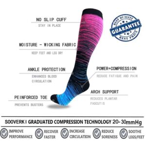 Compression Socks for Women and Men Circulation (3 Pairs) - Best for Nursing,Running,Travel Knee High Socks