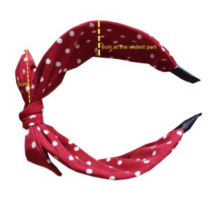 Qiabao Womens Red Polka Dot Bow Headband Wide Hair Band