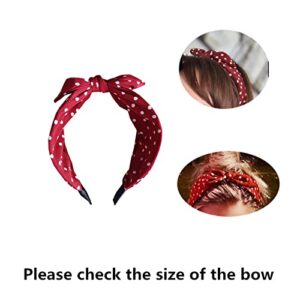 Qiabao Womens Red Polka Dot Bow Headband Wide Hair Band