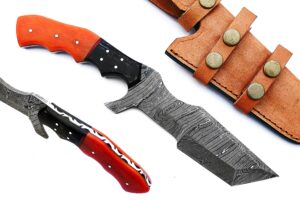 smart & sharp custom handmade damascus steel hunting knife/bowie knife aa-17129 (colored bone and black wood)