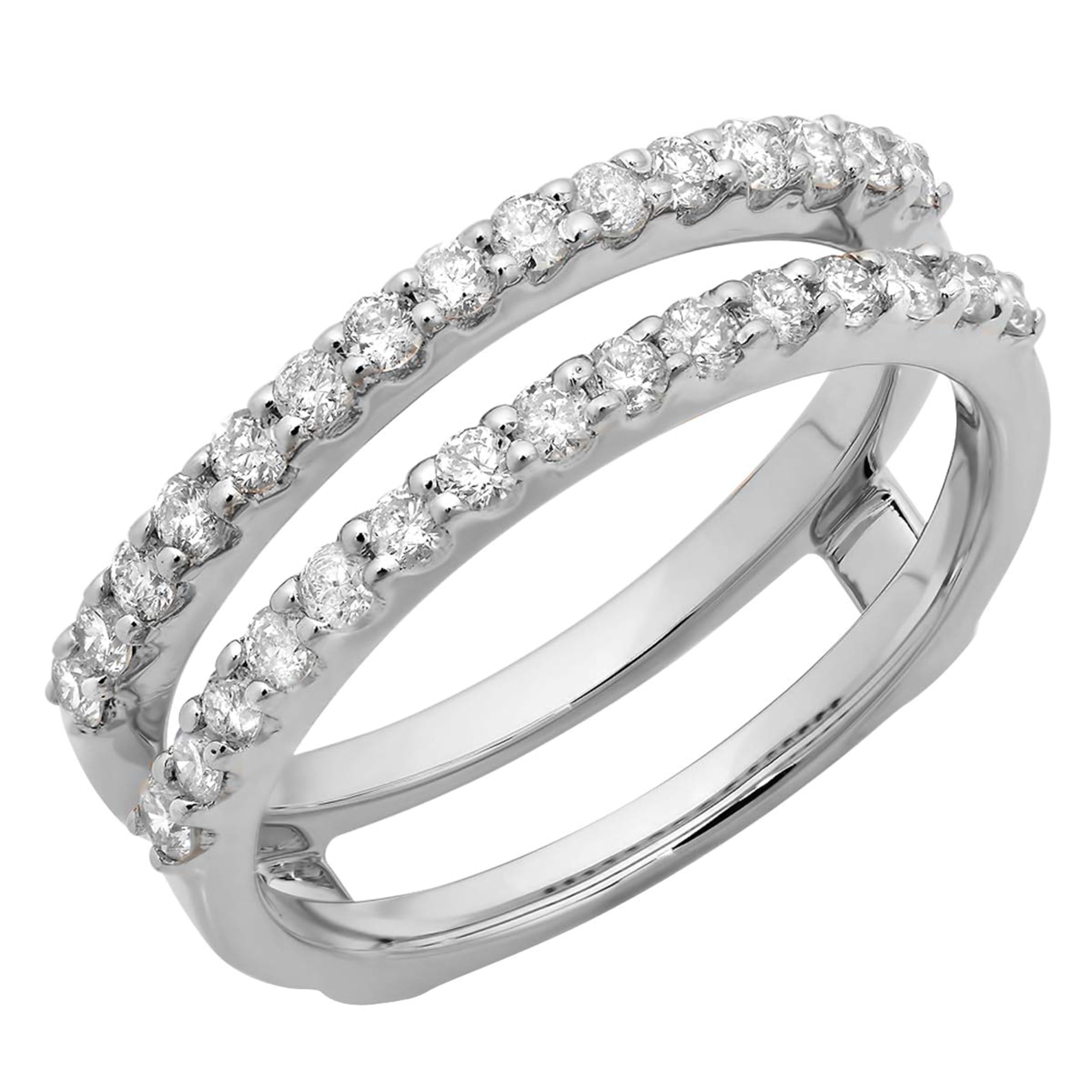 Dazzlingrock Collection 0.50 Carat (Ctw) 10K Round Lab Grown Diamond Women Wedding Enhancer Guard Band 1/2 CT, White Gold, Size 4.5