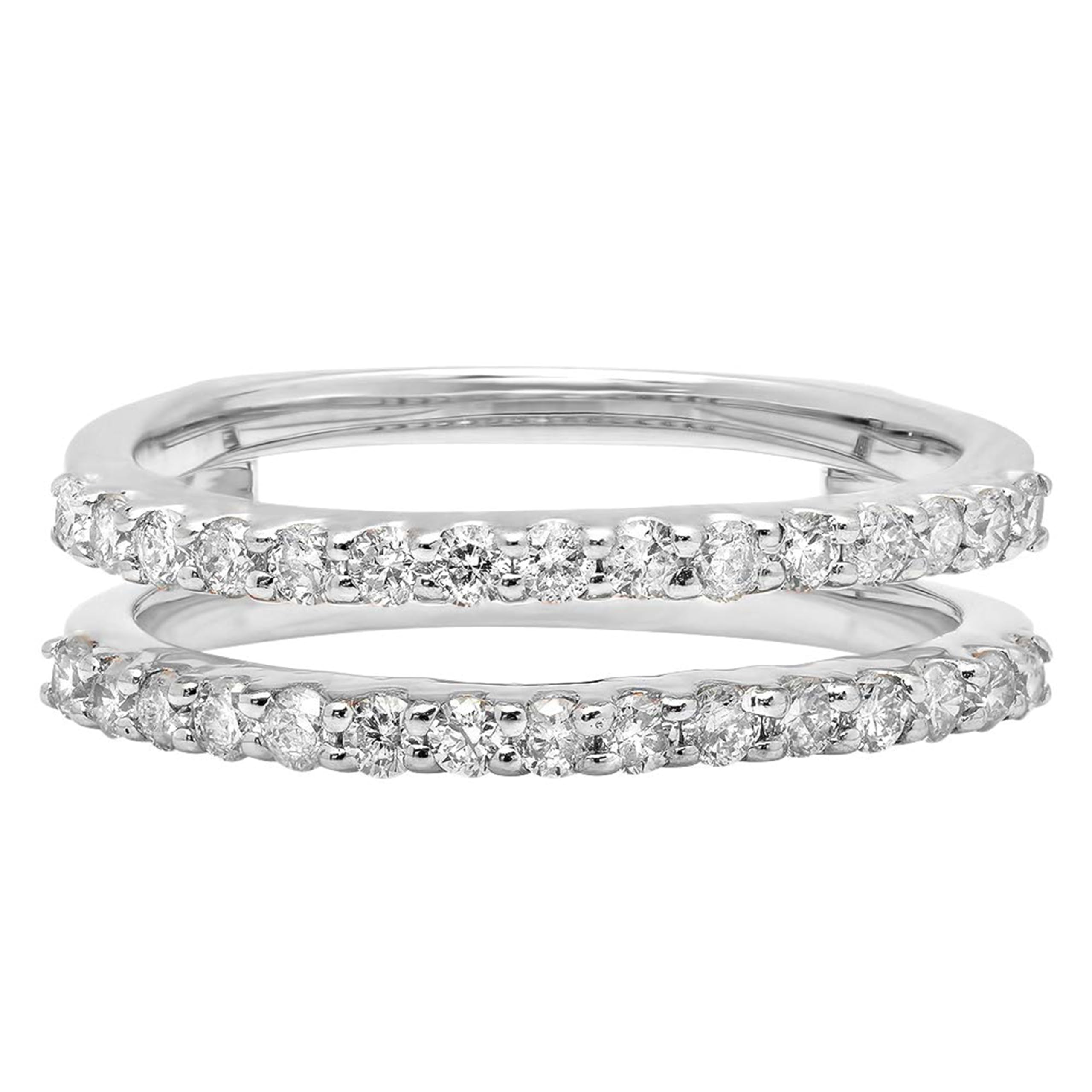 Dazzlingrock Collection 0.50 Carat (Ctw) 10K Round Lab Grown Diamond Women Wedding Enhancer Guard Band 1/2 CT, White Gold, Size 4.5