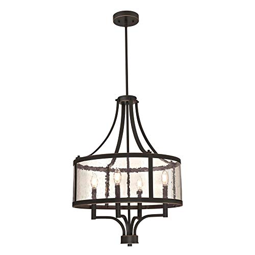 Westinghouse 6368400 Belle View Four-Light Indoor, Oil Rubbed Bronze Finish with Highlights and Clear Seeded Glass Chandelier, One Size , Oil-rubbed Bronze