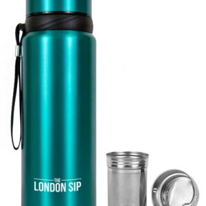 Here & Now Supply Co. 25 oz Multi-Function Travel Mug and Tumbler | Tea Infuser Water Bottle | Fruit Infused Flask | Hot & Cold Double Wall Stainless Steel Coffee Thermos (Celestial Blue)