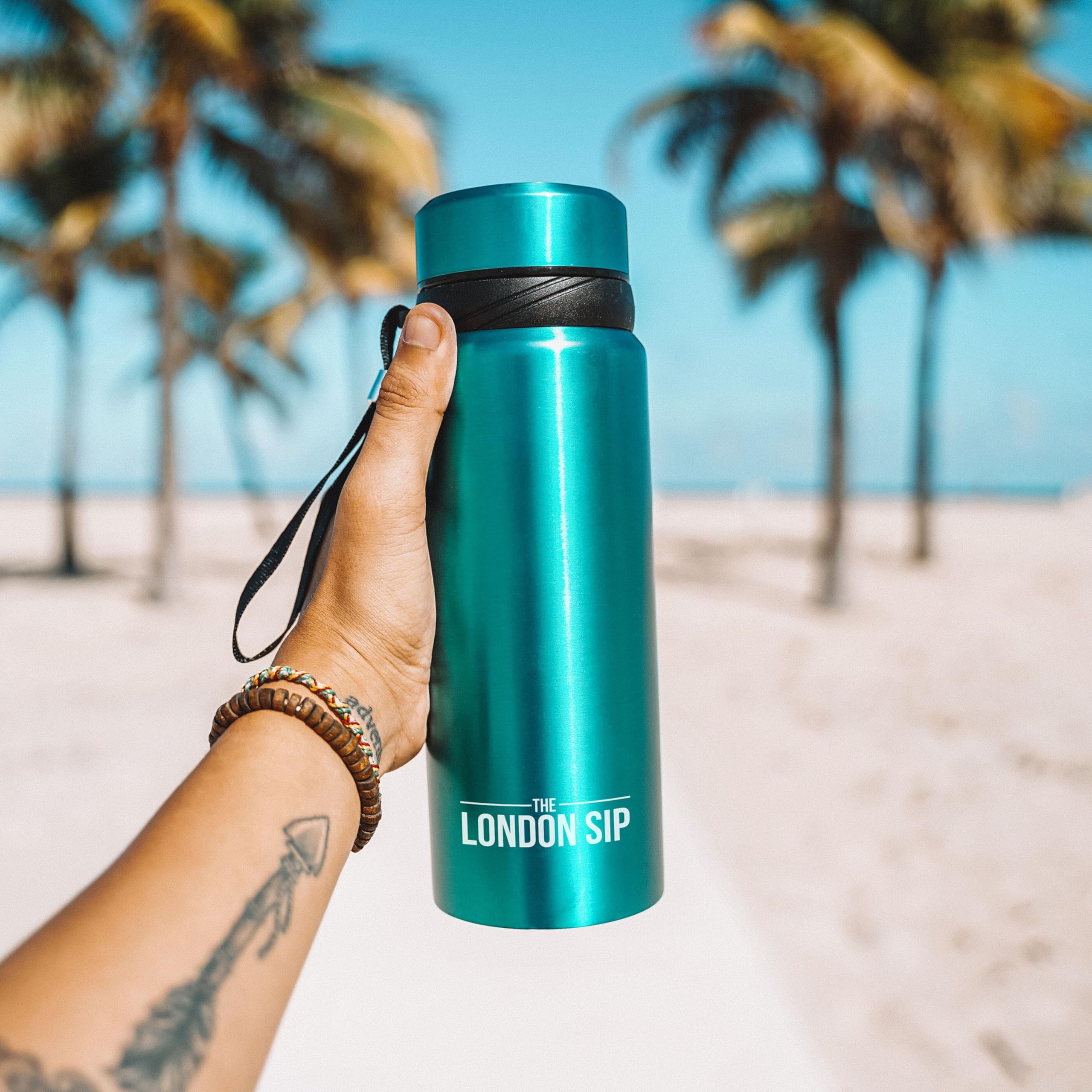 Here & Now Supply Co. 25 oz Multi-Function Travel Mug and Tumbler | Tea Infuser Water Bottle | Fruit Infused Flask | Hot & Cold Double Wall Stainless Steel Coffee Thermos (Celestial Blue)