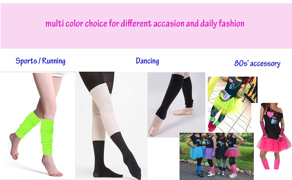 CHUNG Women Juniors Knitted Leg Warmers 16.5" Neon Party Dance Sports Fitness Accessory Pack of 1/2/3 (One Size, Light Pink)