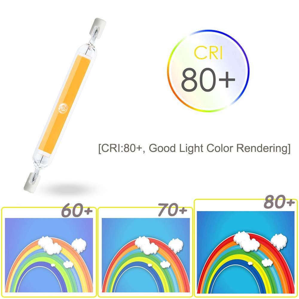 Lustaled 118MM R7S COB LED Bulbs, 9W J Type 118MM Double Ended LED Lights 120V T3 R7S Base 100W Halogen Floodlight Replacement for Garage Speciality Lighting Floor Lamps (Daylight 6000K, 2-Pack)