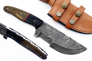 smart & sharp custom handmade damascus steel hunting knife/tracker knife aa-17133 (colored bone and wood)