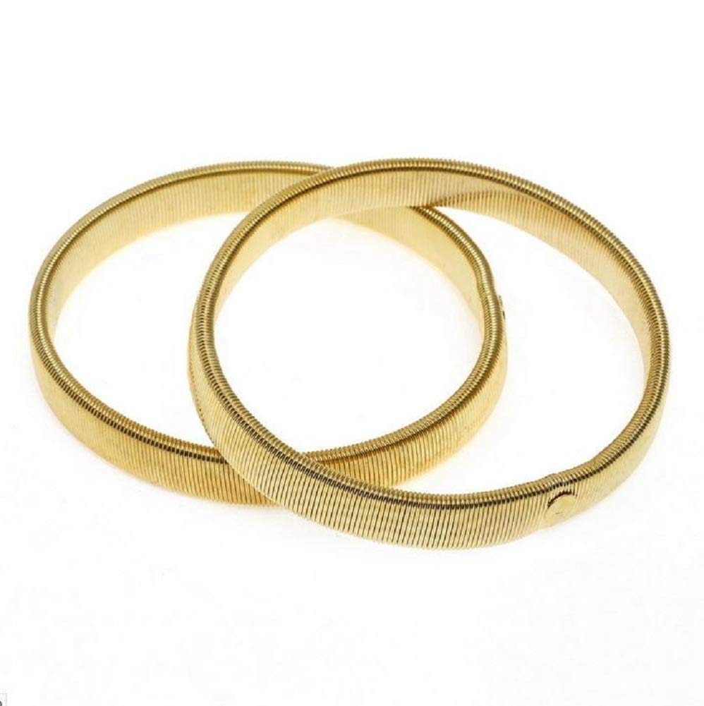 COLORFUL BLING 2 pcs Simple Arm Band Elastic Bracelet Bangle Anti Slip Shirt Sleeve Holders Dress Accessory -Gold