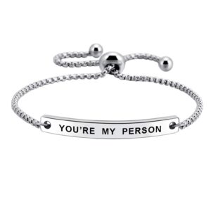 sousyokyosam you're my person hand stamped cuff bangle best friend positive bracelet gift for family lover