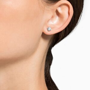 Swarovski Stilla Attract Stud Pierced Earrings, Clear Round-Cut Stones in a Rhodium-Finished Setting, Part of the Swarovski Stilla Attract Collection