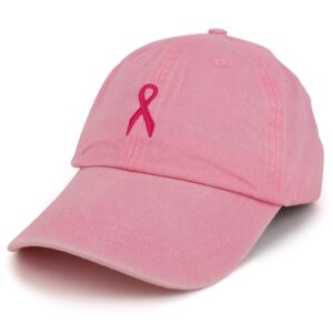 armycrew small breast cancer awareness ribbon embroidered washed cotton cap - pink