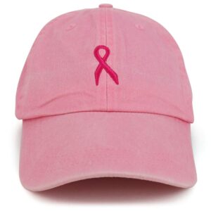 Armycrew Small Breast Cancer Awareness Ribbon Embroidered Washed Cotton Cap - Pink