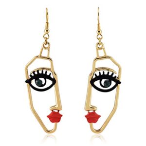 artistic face drop earrings - elegant statement accessory for women