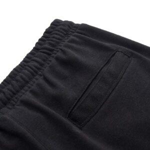 VANCOOG Men’s Casual Cotton Knit Short Drawstring Elastic Yoga Gym Shorts-Black-L