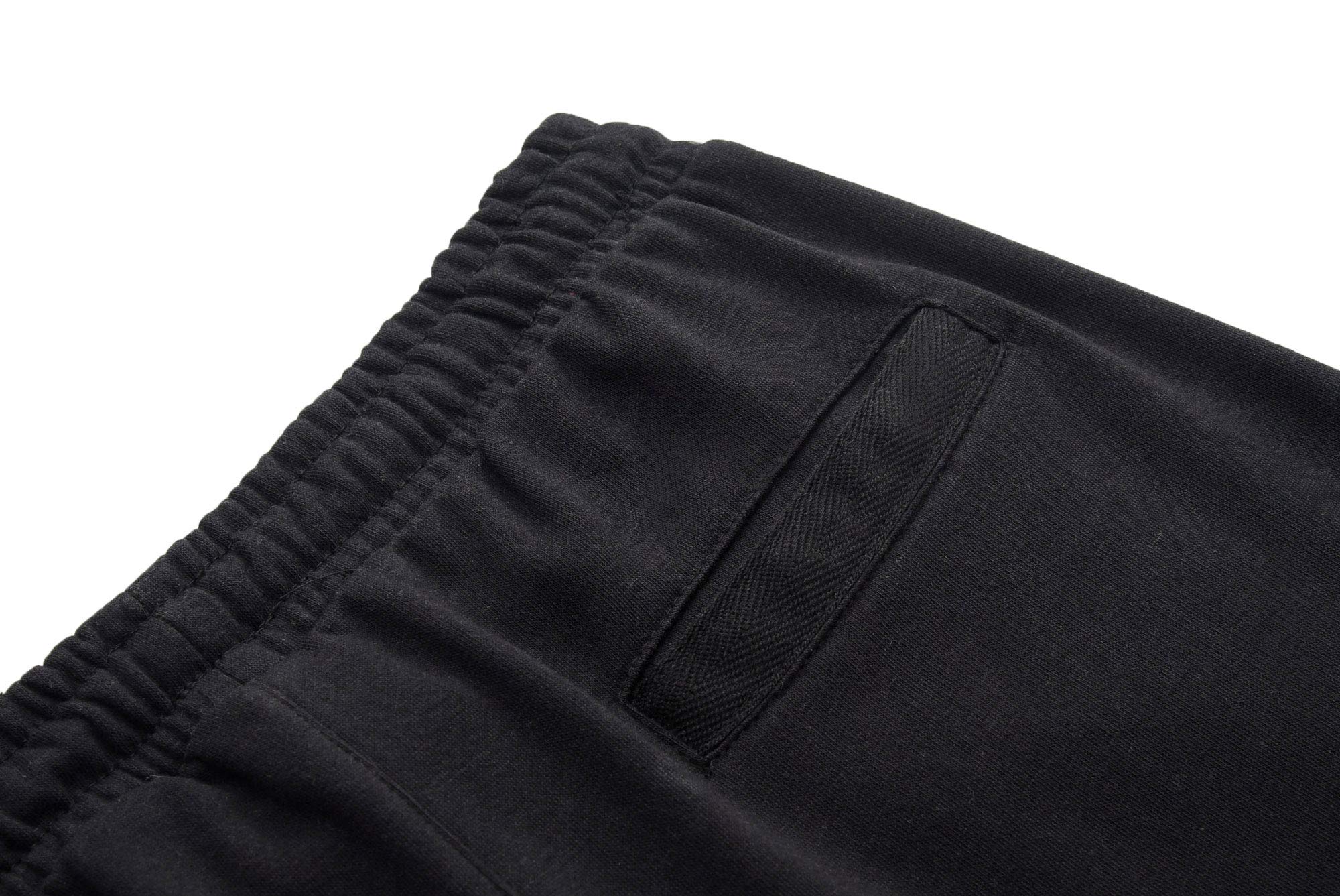 VANCOOG Men’s Casual Cotton Knit Short Drawstring Elastic Yoga Gym Shorts-Black-L