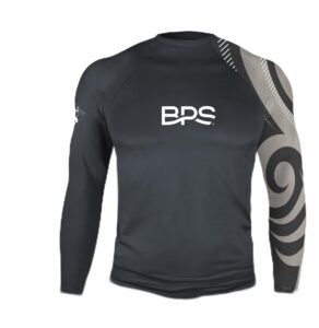 bps men's long sleeve swim shirt/rash guard with sun protection (patterned charcoal grey, l)