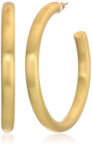 lucky brand women's gold large tubular hoop earrings, one size