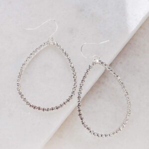 Silver Teardrop Earrings for Women - Sparkly Silver Earrings Dangle, Rhinestone Long Dangling Earrings for Women, Plated Silver Cubic Zirconia Tear Drop Earrings for Wedding Guest, Bridesmaids, Prom