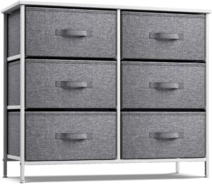 sorbus dresser with 6 drawers - chest organizer unit with steel frame wood top & handle easy pull fabric bins for clothes - storage furniture for bedroom, hallway, living room, nursery & closet