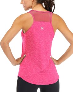 ictive workout tank tops for women breathable mesh racerback tank tops muscle tank workout tops for women yoga tops for women loose fit backless running tank tops gym tops rose m