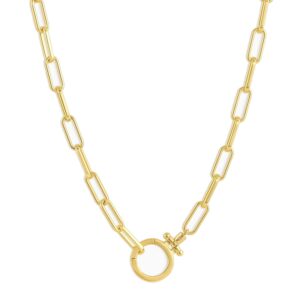 gorjana Women's Parker Necklace, 18k Gold Plated, Paperclip Link Chain w/Chunky Clasp