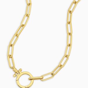 gorjana Women's Parker Necklace, 18k Gold Plated, Paperclip Link Chain w/Chunky Clasp